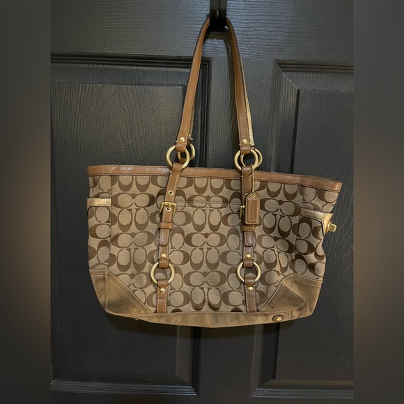 Coach | Bags | Tanbrown Coach Bag Suede Base And Leather Shoulder Strap | Poshmark